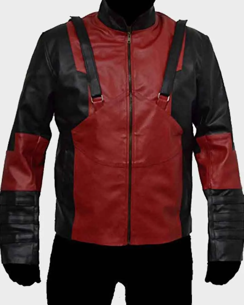 DeadPool Leather Jacket | DeadPool Red and Black Game Jacket