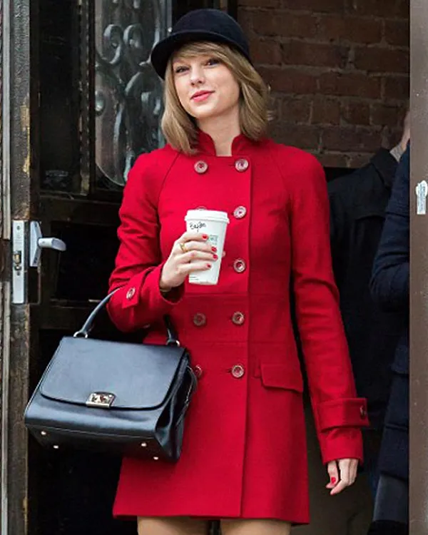 Taylor Swift red double-Breasted Coat | Shop Now - Jacket Hub