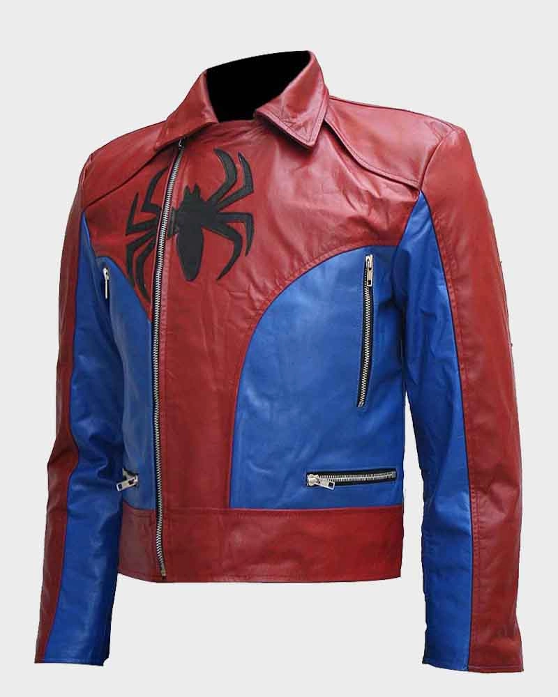 Spiderman Style Biker Leather Jacket | Shop Now - Jacket Hub