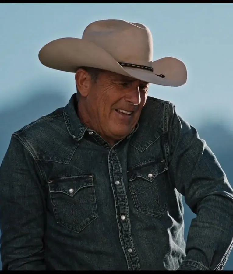 John Dutton Yellowstone S04 Denim Shirt | Kevin Costner Jean Shirt