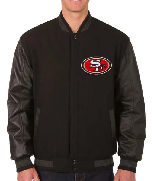 San Francisco 49ers Black Varsity Jacket- Jacket Hub San Francisco 49ers Black Varsity Jacket- Jacket Hub