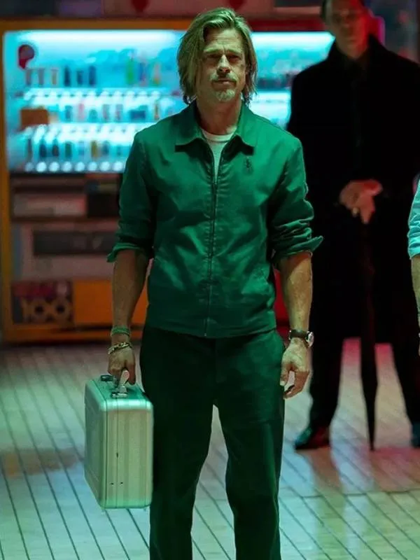 Bullet Train 2022 Ladybug Jacket | Brad Pitt Green Zip Jacket - Jacket Hub