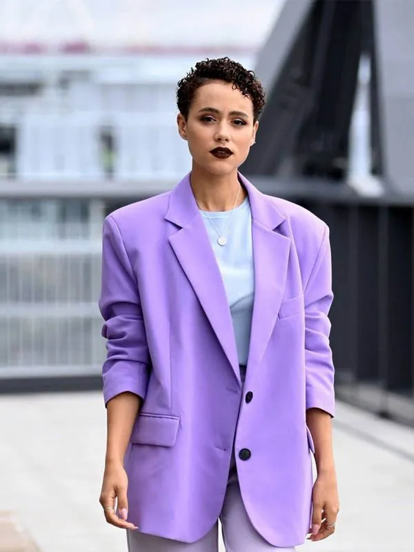 Nathalie Emmanuel The Invitation 2022 Purple Blazer - Jacket Hub