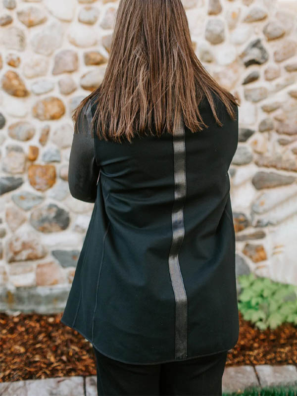 Drape Front Black Jacket - Jacket Hub