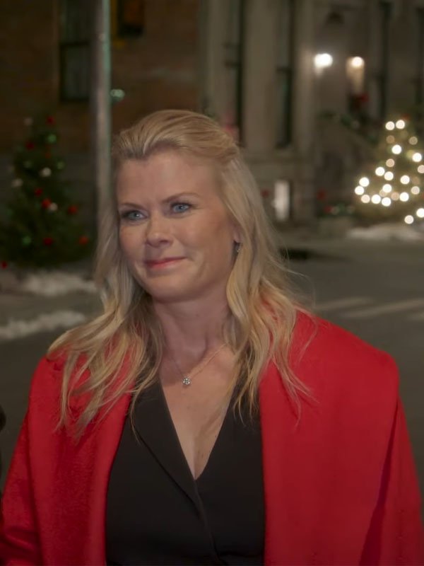 A Magical Christmas Village Alison Sweeney Red Trench Coat
