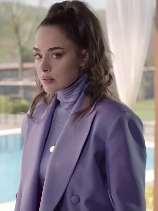 Private Lesson Bensu Soral Purple Coat | Jacket Hub