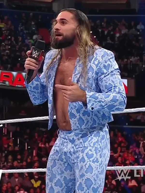WWE Seth Rollins Blue Snakeprint Suit | December 2022