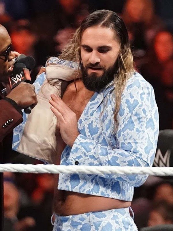 WWE Seth Rollins Blue Snakeprint Suit | December 2022
