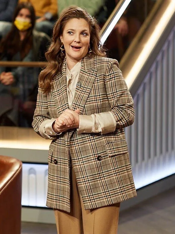 Drew Barrymore Show Season 3 Drew Barrymore Plaid Blazer