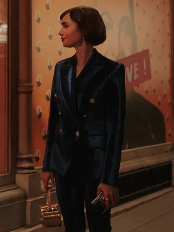 Emily In Paris Season 3 Lily Collins Velvet Suit - Jacket Hub