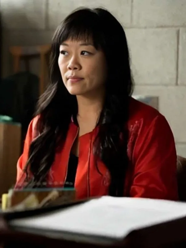 Grace Lynn Kung Wong and Winchester Red Bomber Jacket