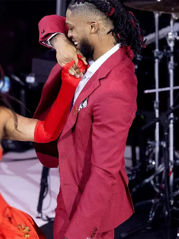 Super Bowl NFLPA Damar Hamlin Red Suit - Jacket Hub