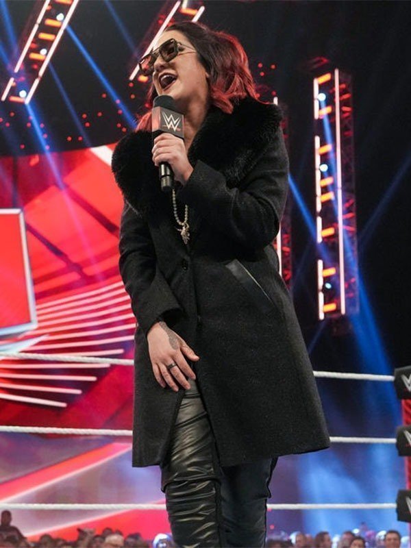WWE Raw Bayley Black Fur Collar Jacket - Jacket Hub