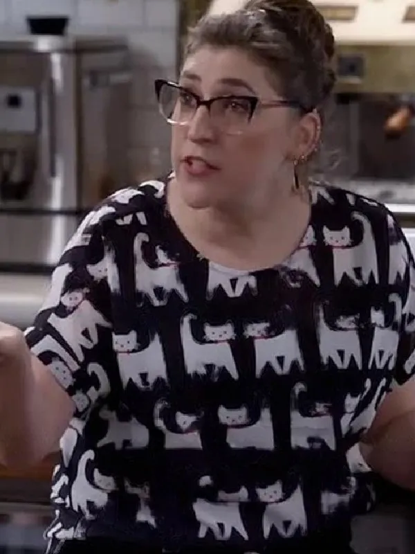 Call Me kat Season 3 Mayim Bialik Cat Print Top - Jacket Hub