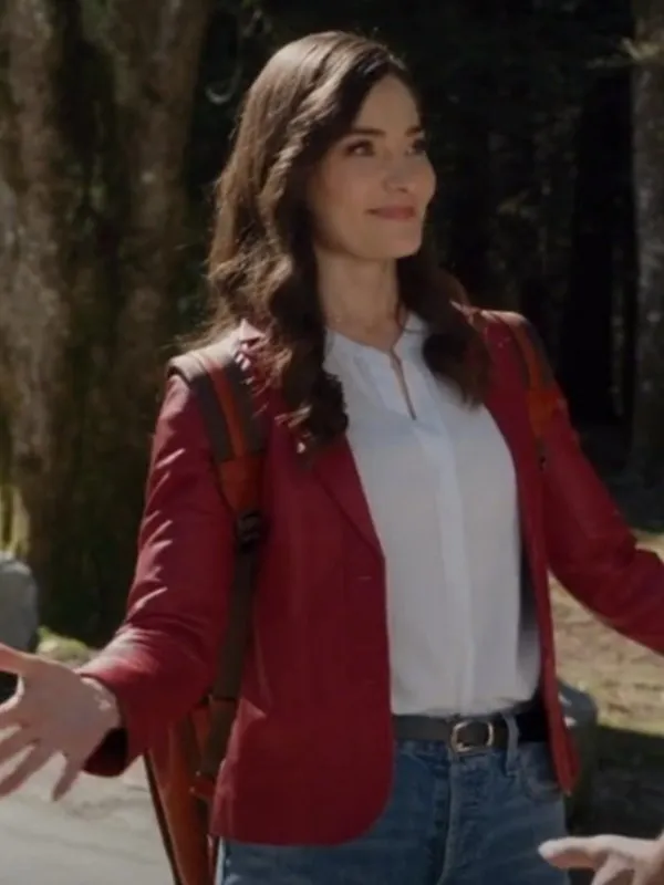 Eva Bourne Make Me A Match 2023 Red Leather Blazer