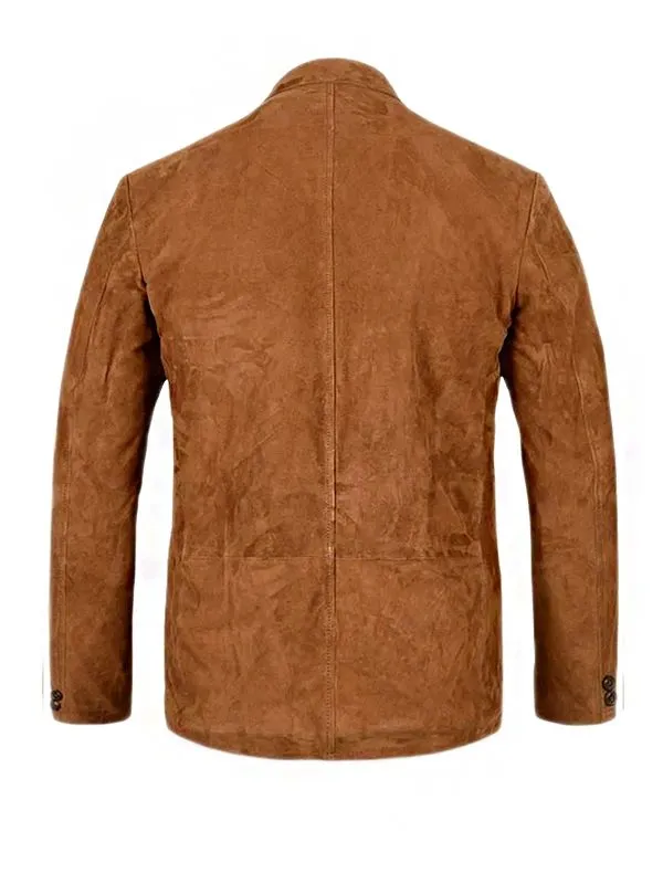 Mens Four Pockets Suede Leather Blazer - Jacket Hub