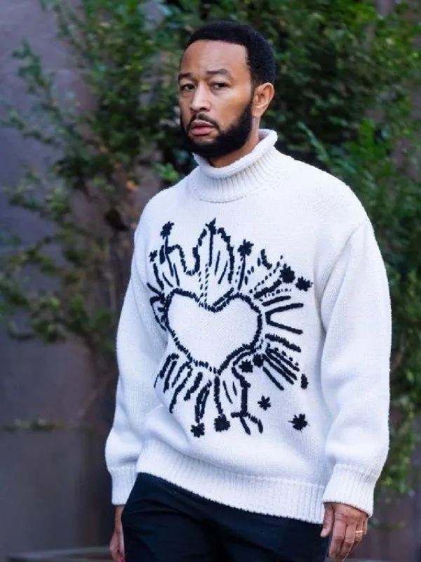 John Legend 45th Birthday Heart Print Sweater - Jacket Hub