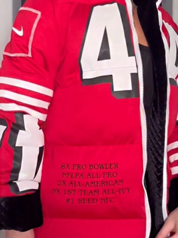 49ers Kristin Juszczyk Puffer Jacket - Jacket Hub