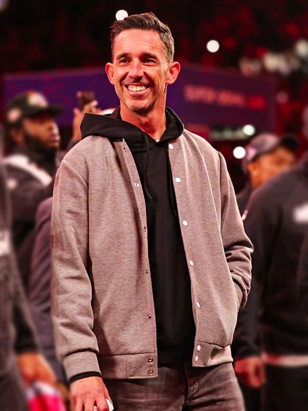 Super Bowl LVIII 49ers Kyle Shanahan Grey Bomber Jacket