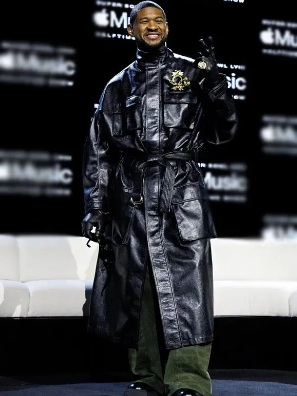 Usher Black Leather Coat - Jacket Hub