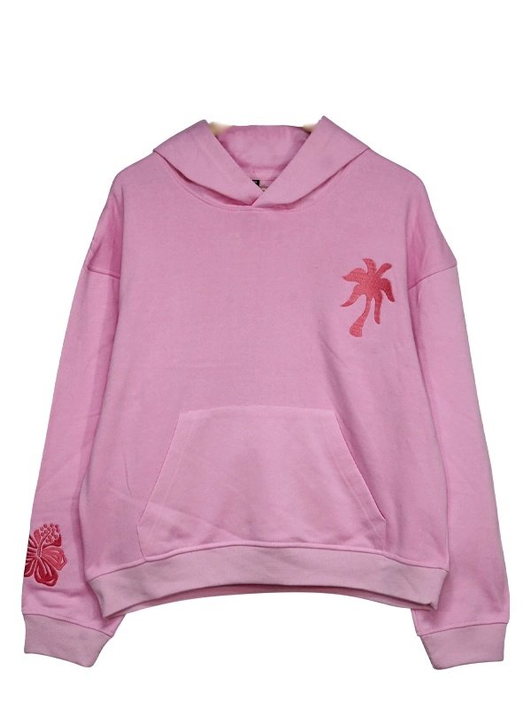 Pink Palm Puff Pullover Hoodie - Get 40% OFF - Jacket Hub