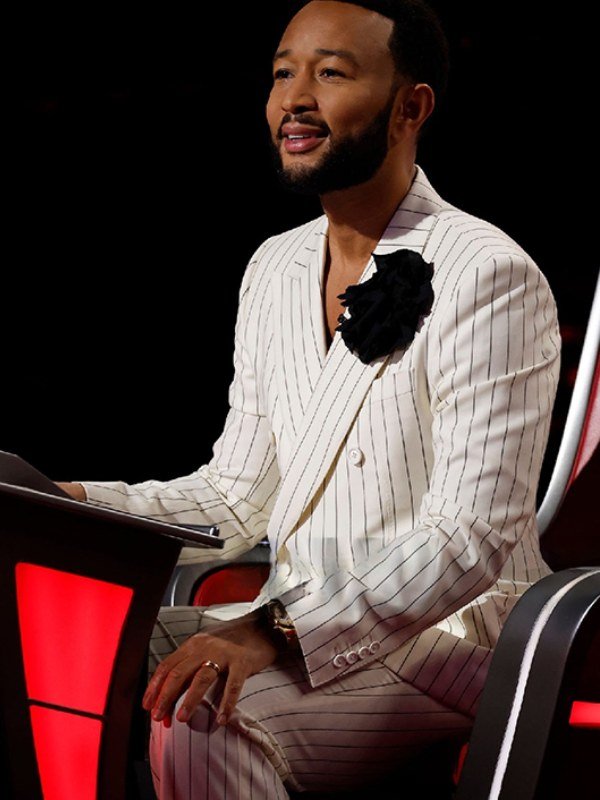 The Voice S25 John Legend Pinstripe Suit - Jacket Hub