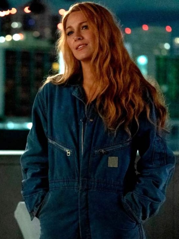It Ends With Us 2024 Blake Lively Blue Denim Jumpsuit