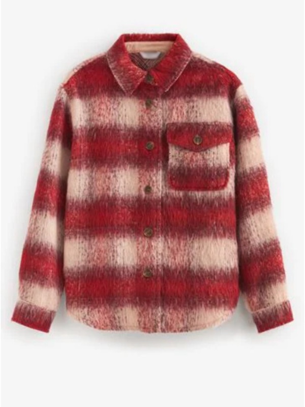 Ruby Stokes The Jetty 2024 Red Plaid Coat - Jacket Hub