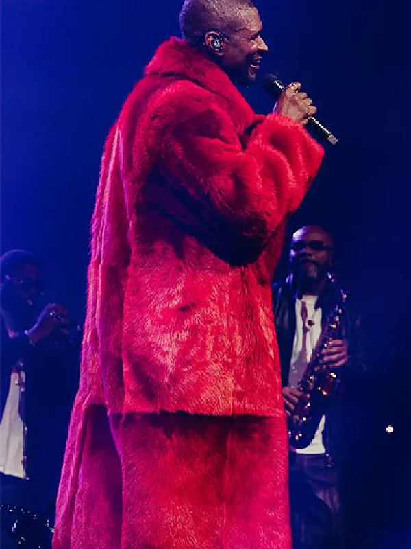 Usher Red Fur Coat - Jacket Hub