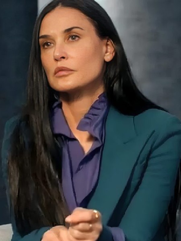 Demi Moore The Substance Blue Blazer - Jacket Hub