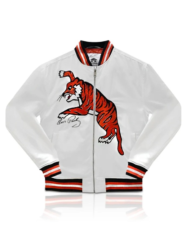 Elvis Presley White Tiger Satin Jacket | Jacket Hub