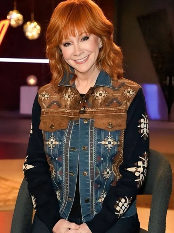The Voice 2024 Reba McEntire Suede Denim Jacket - Jacket Hub