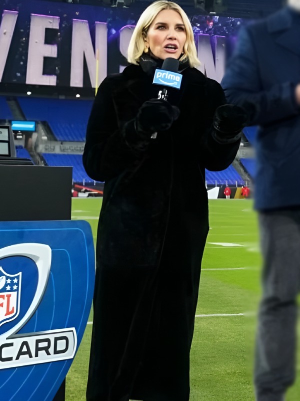 Afc Wild Card Playoffs Charissa Thompson Black Coat