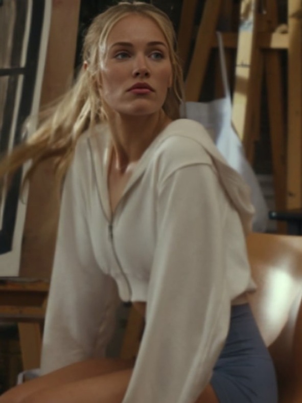 Landman 2025 Michelle Randolph White Crop Hoodie - Jacket Hub