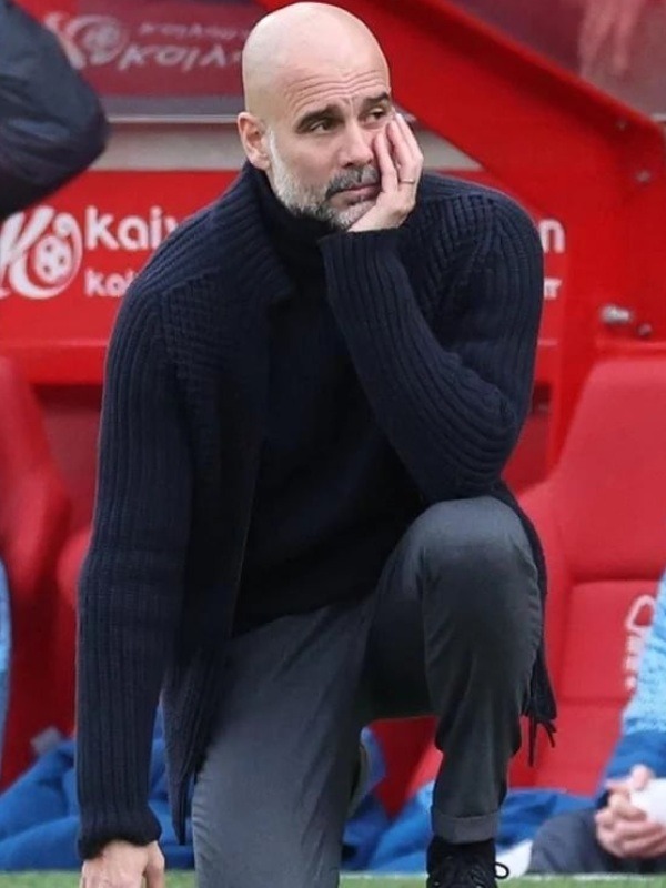 Pep Guardiola English Premier League Football Blue Cardigan
