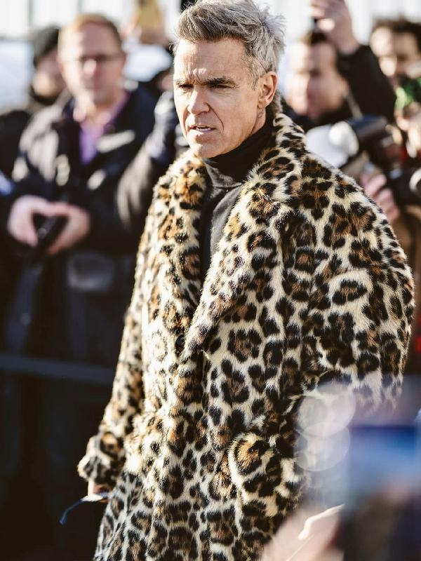 Robbie Williams Leopard Print Fur Coat - Jacket Hub
