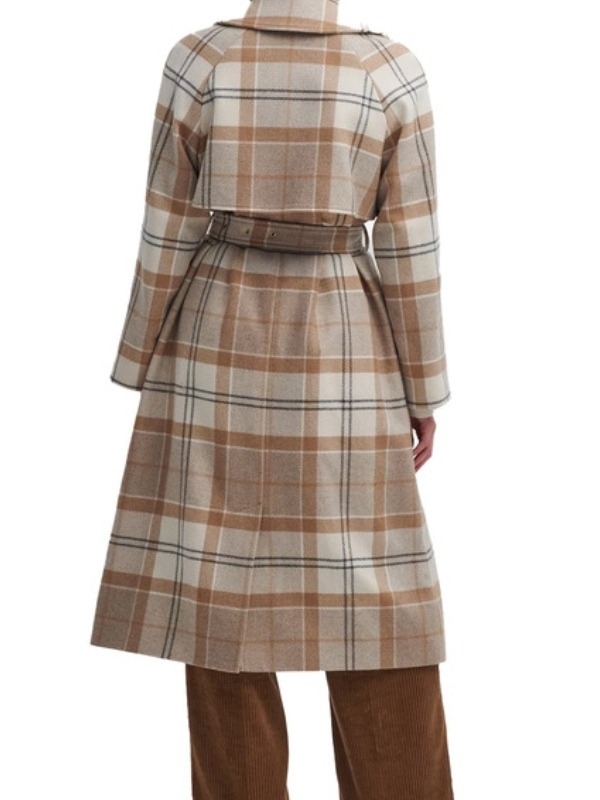 FBI S07 Comfort Clinton Beige Plaid Trench Coat - Jacket Hub