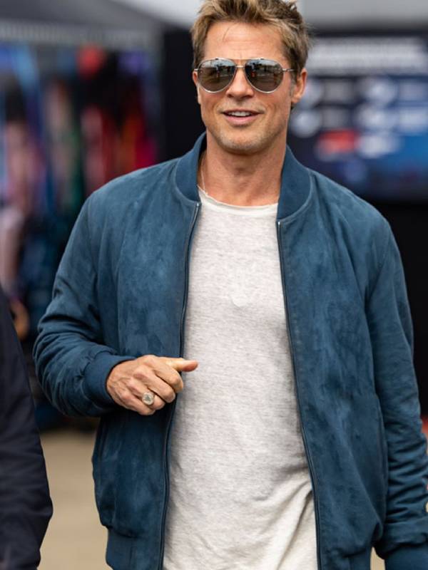 F1 2025 Brad Pitt Blue Suede Jacket | Free Shipping