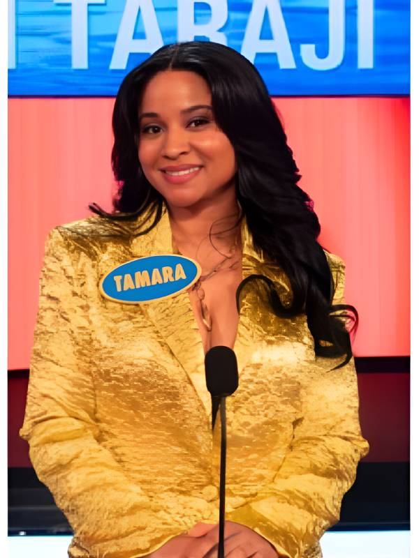 Celebrity Family Feud Tamara Yellow Textured Blazer