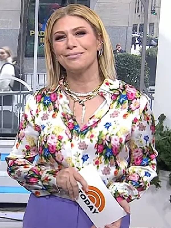 The Today Show 2025 Jill Martin Floral-Print Silk Shirt