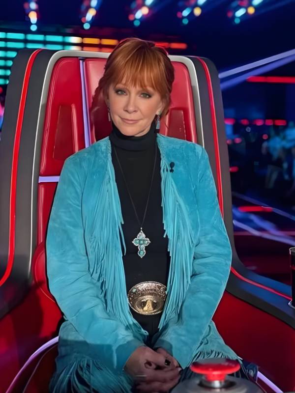 Reba McEntire The Voice S28 Blue Fringe Jacket - Jacket Hub