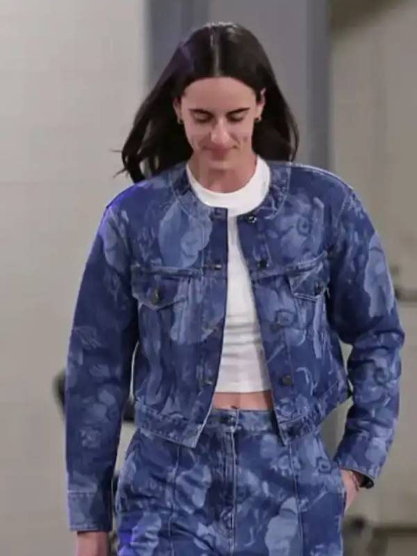 Caitlin Clark Indiana Fever Blue Printed Jacket - Jacket Hub