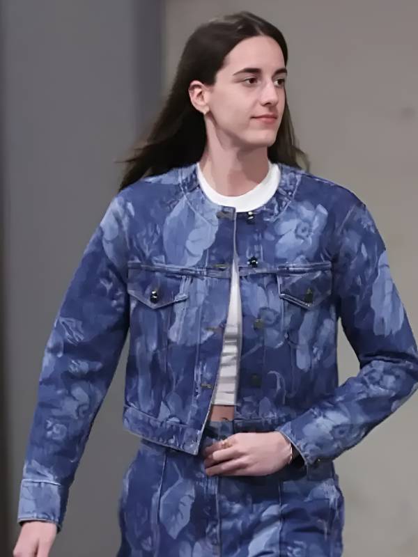 Caitlin Clark Indiana Fever Blue Printed Jacket - Jacket Hub