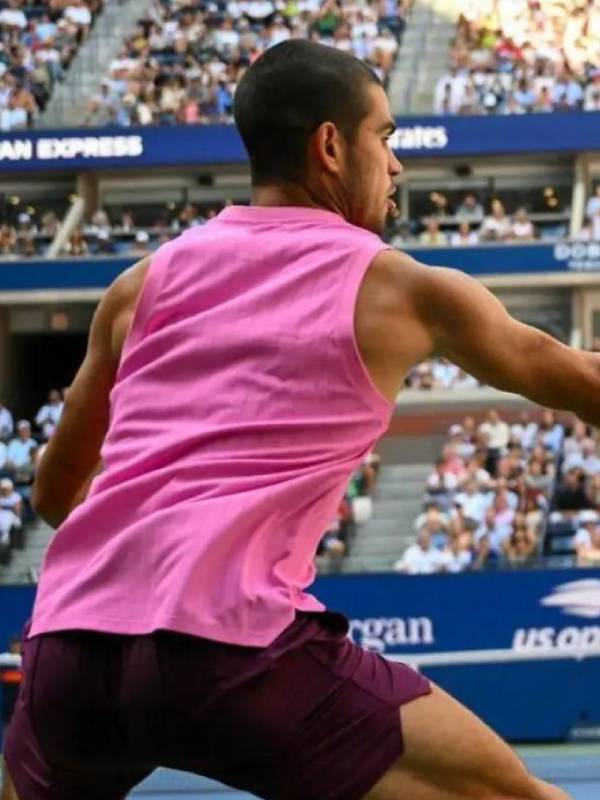 Carlos Alcaraz 2025 US Open Pink Tank Top - Jacket Hub