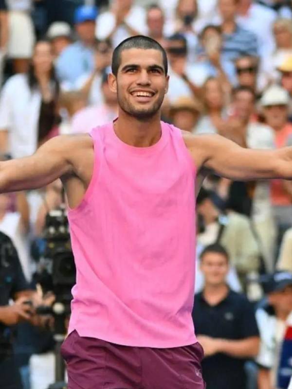 Carlos Alcaraz 2025 US Open Pink Tank Top - Jacket Hub