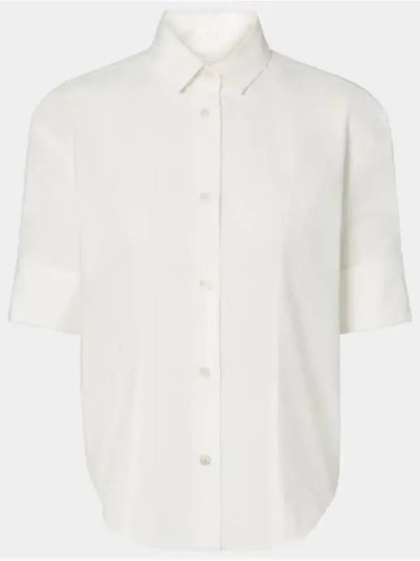 The Morning Show S04 Jennifer Aniston White Pleated Sleeve Blouse