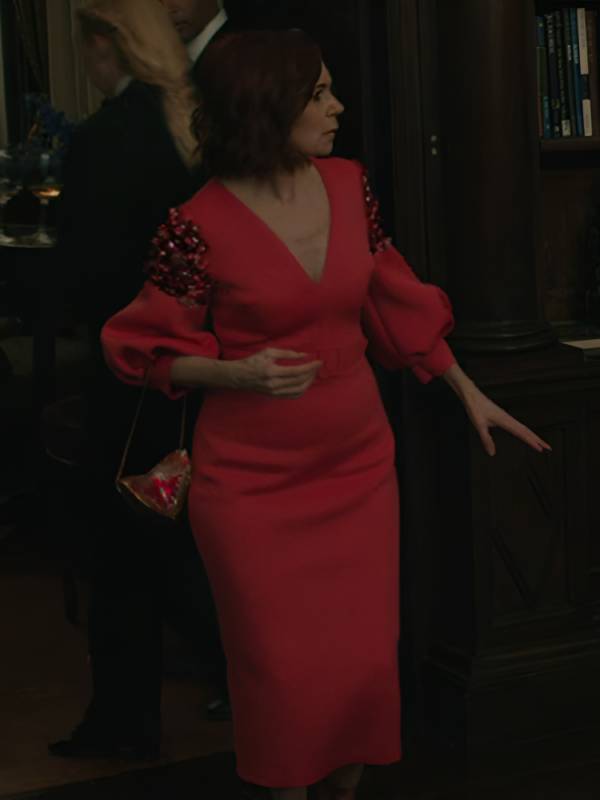 Elsbeth S3 Carrie Preston Pink Embellished Puff Sleeves Dress