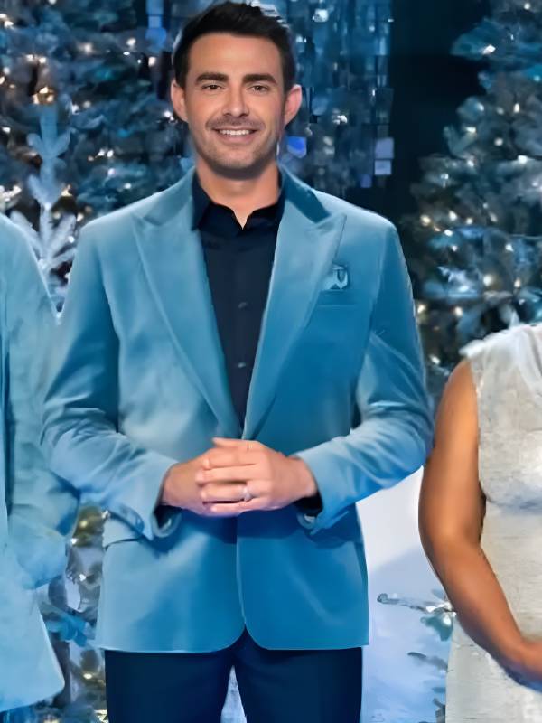 Finding Mr Christmas S2 Jonathan Bennett Blue Velvet Blazer