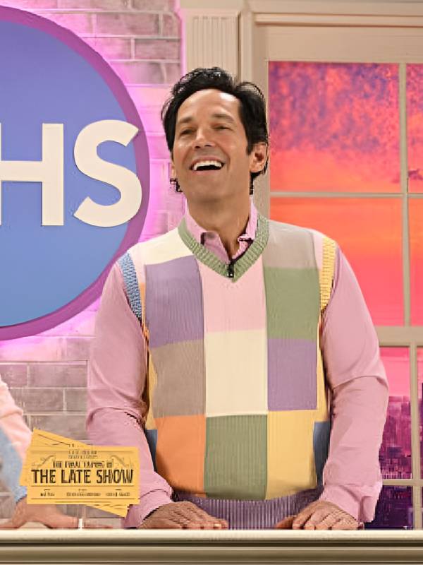 The Late Show with Stephen Colbert 2025 Paul Rudd Colorblock Sweater