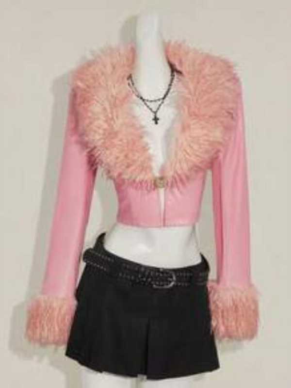 WWE Raw 2026 Masami Odate Pink Fur Trim Leather Jacket